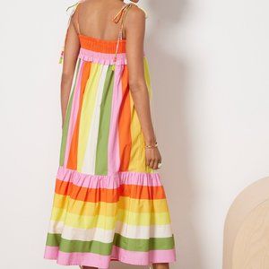 FARM Rio | Dresses | Farm Rio Neon Floral Red Stripes Midi | Poshmark